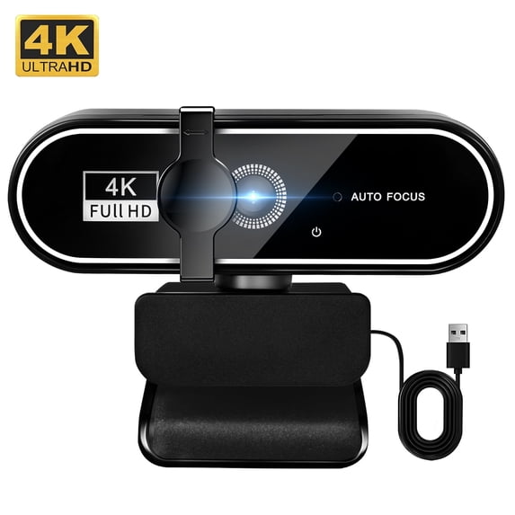 atzeste Webcam 4K HD Autofocus, Dual Noise-Reducing Mics, USB Camera ...