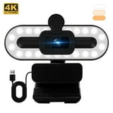 Atzeste 4K HD Webcam with Ring Light, 120° Wide Field, Autofocus, Dual ...