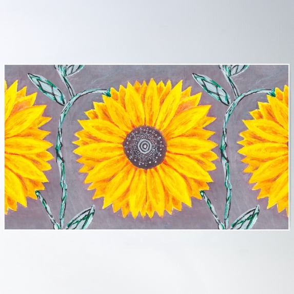 Atztec Sunflower Poster Wall Art Modern Wall Decor For Living Room ...