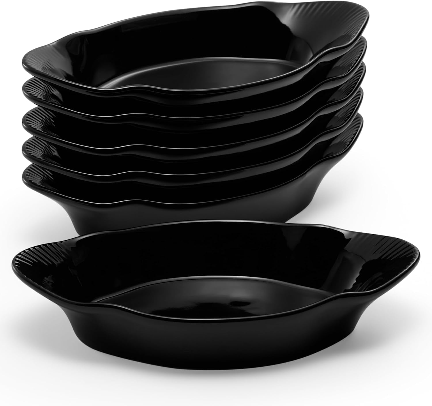 Au Gratin Baking Dishes Set of 6 Ceramic Rectangular Individual Serving ...