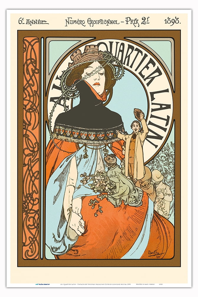Au Quartier Latin - Vintage Art Nouveau Magazine Cover by Alphonse ...