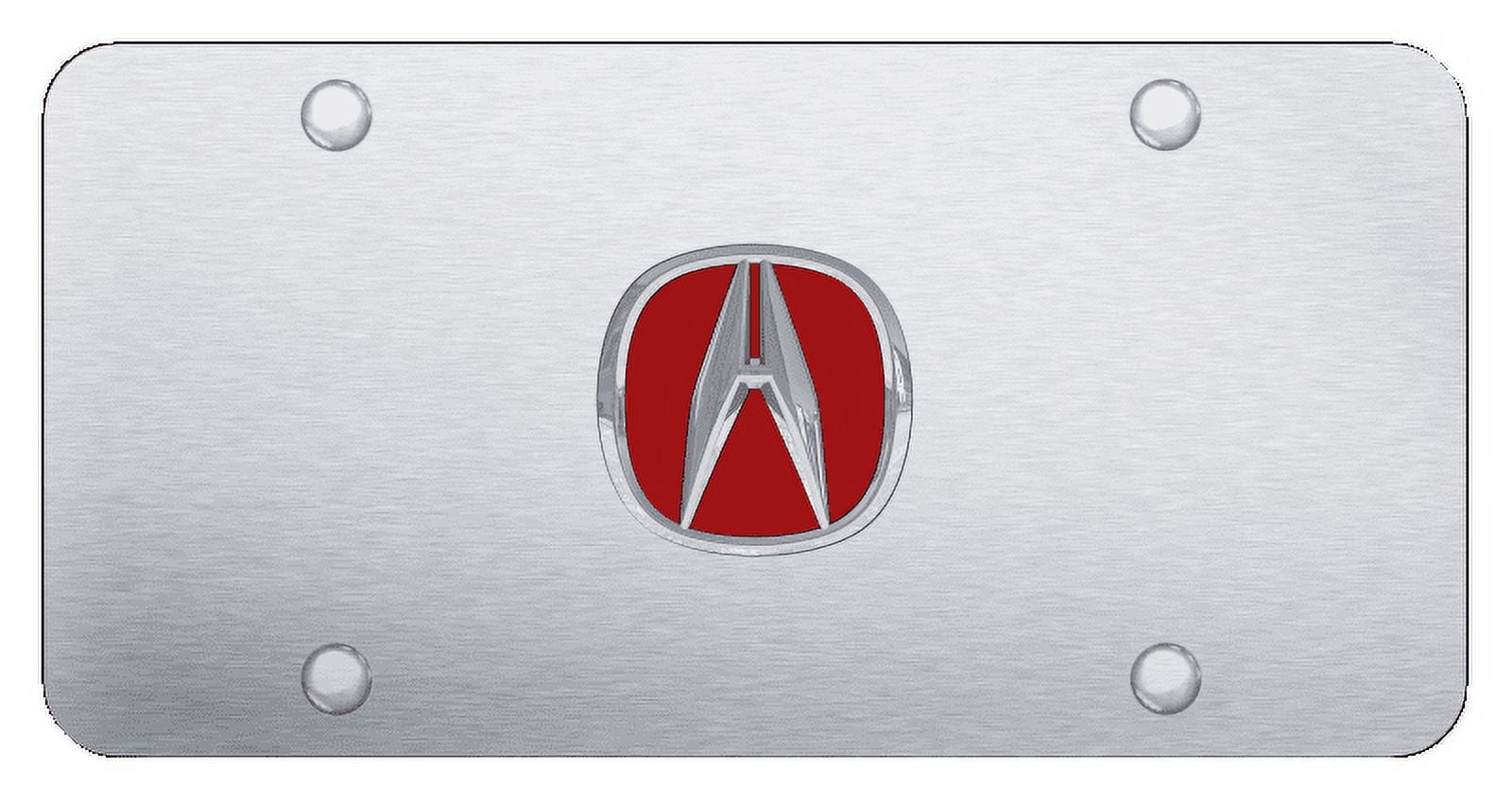 Au-TOMOTIVE GOLD Acura Chrome/Red Logo on Brushed Stainless Plate ...