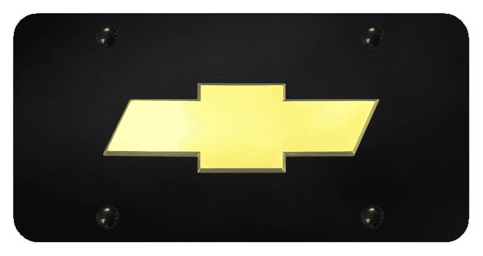 Au-TOMOTIVE GOLD Chevy (New) Gold Logo Chrome on Black Plate - Walmart.com