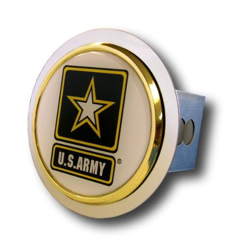 Au-Tomotive Gold U.S. Army Trailer Hitch Plug Gold Trim US Patriotic ...