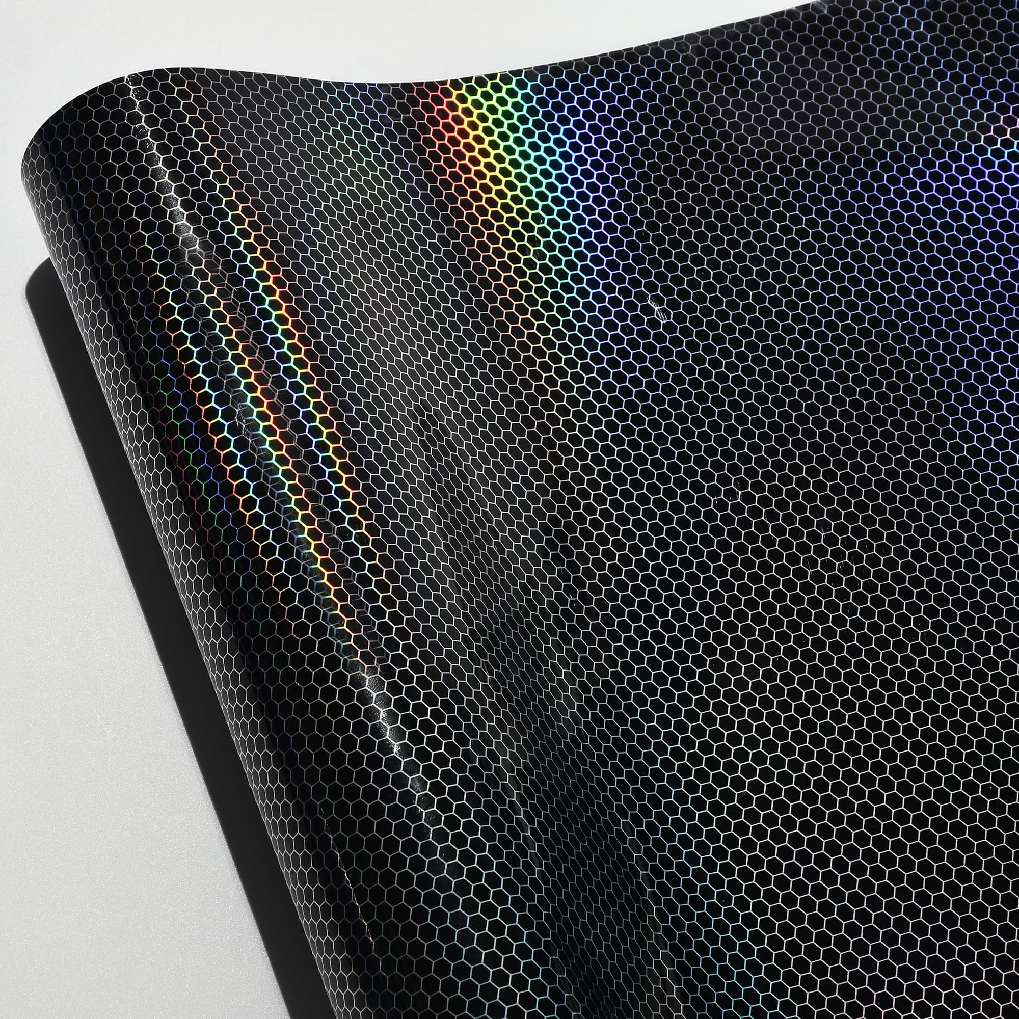 AuMoHall Honeycomb Holographic Laser Black Car Vinyl Wrap Gloss Laser ...