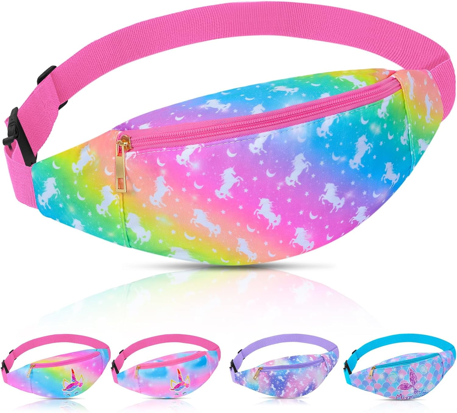AuSletie Kids Unicorn Fanny Pack, Small Rainbow Design, Adjustable Belt ...