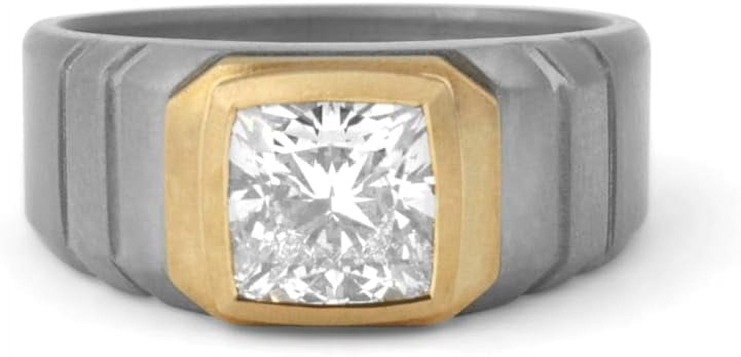 AuTiC Rhythm Ring, Aerospace Grade Titanium Band with Cushion-Cut Lab ...