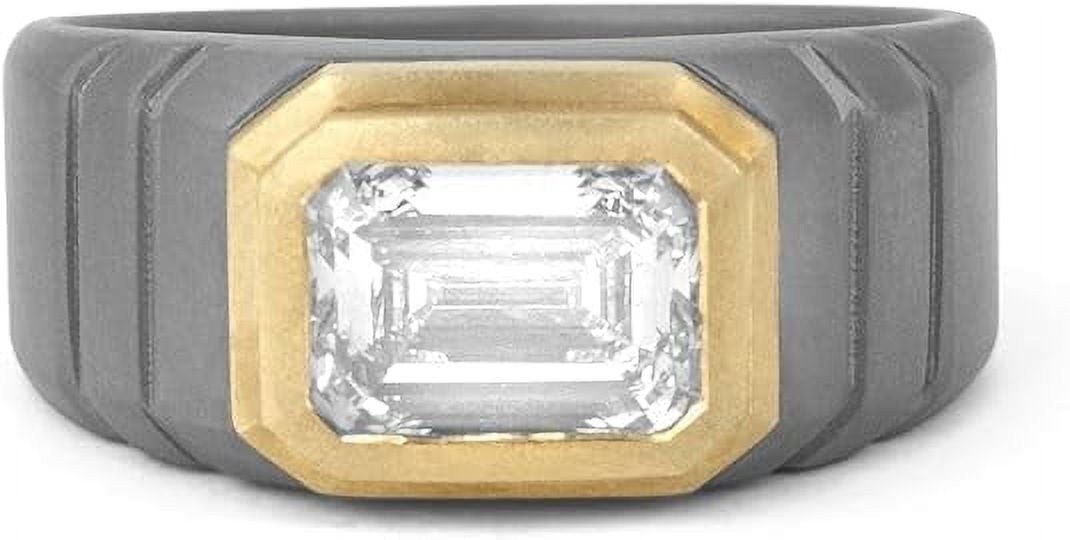 AuTiC Rhythm Ring, Aerospace Grade Titanium Band with Cushion-Cut Lab ...