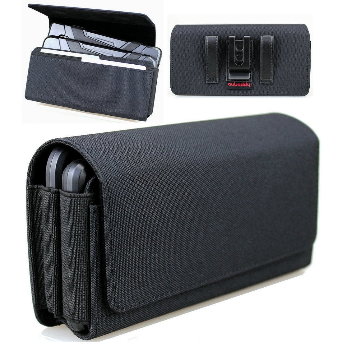 Aubaddy Dual Phone Pouch, Nylon Belt Clip Case with Magnetic ...