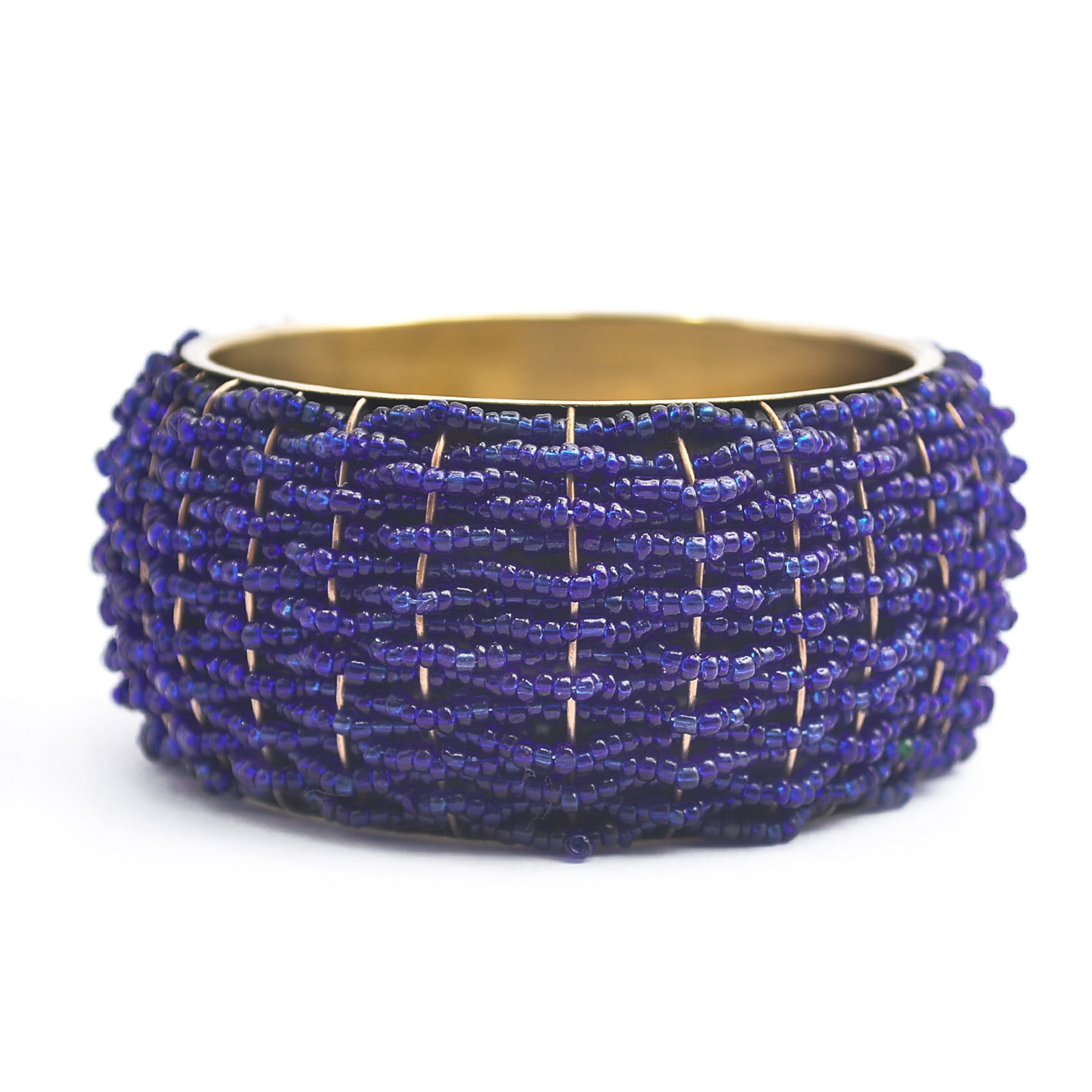 Aubade Vigour -Hand-Beaded Bold Fashion Bangle Basket-Weave Style Royal ...