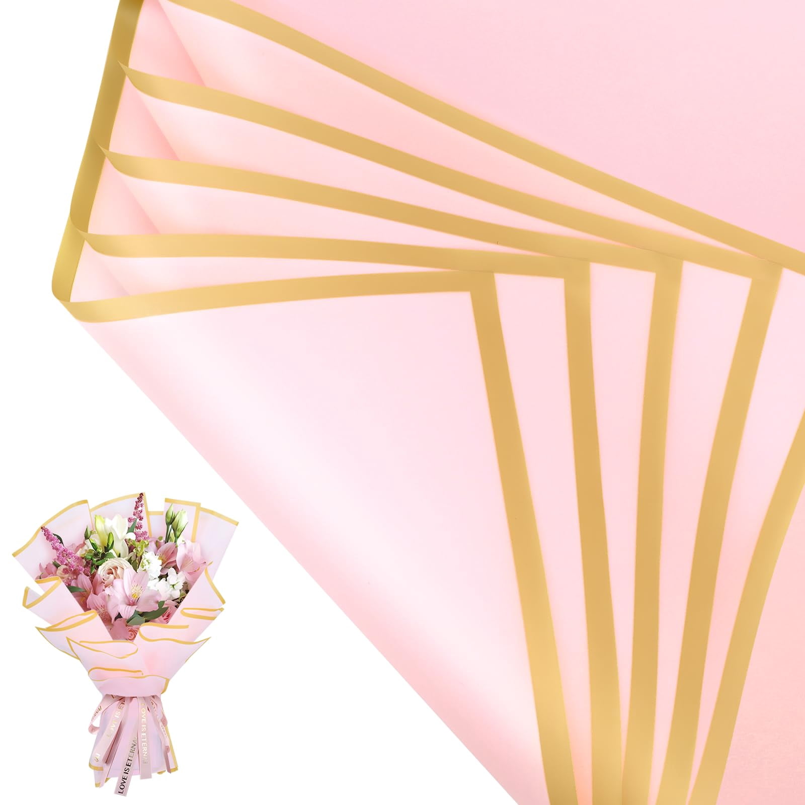 Aubeco 40 Sheets Waterproof Flower Wrapping AIS1 Paper, Pink Bouquet ...