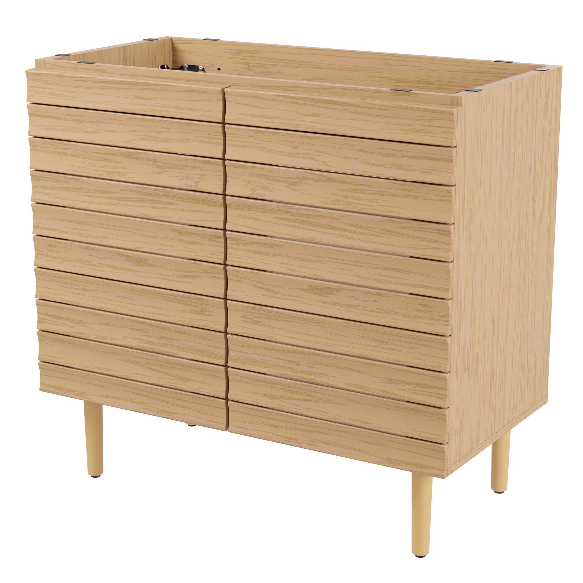 Aubert 36 in. W x 18 in. D x 33 in. H Thick Linear Slat Modern Farmhouse 2-Shelf Bath Vanity ...