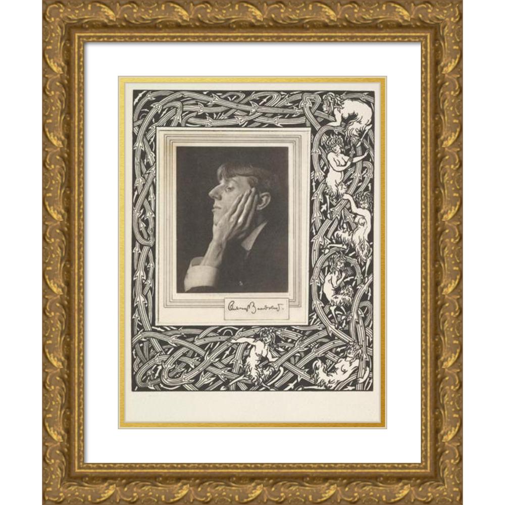 Aubrey Vincent Beardsley 12x14 Gold Ornate Wood Frame and Double Matted ...