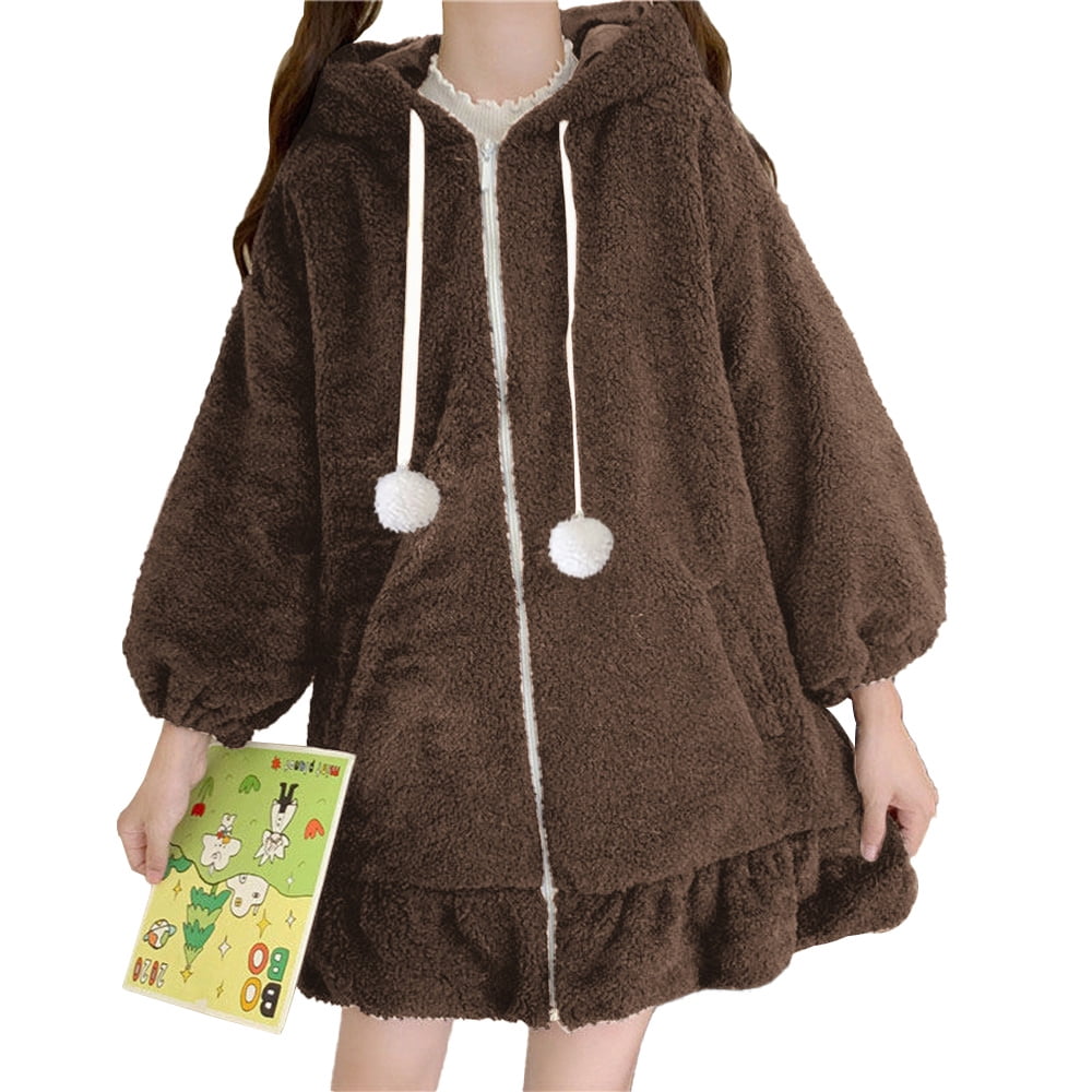 Auburet Hoodies For Women Sweet Lovely Fuzzy Fluffy Rabbit Sweater Tops ...