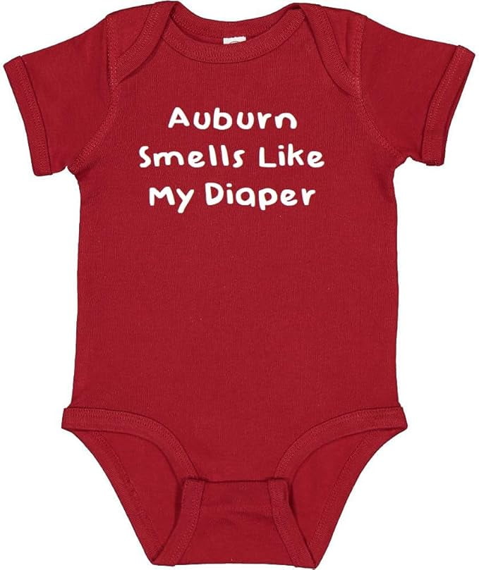 Auburn Smells Like My Diaper Funny Alabama Fan Baby Bodysuit (12 Months ...