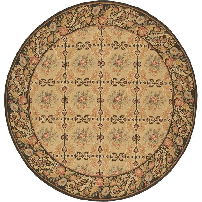 Aubusson Avignon Gold & Dark Brown Round Area Rug - 14 x 14 ft ...