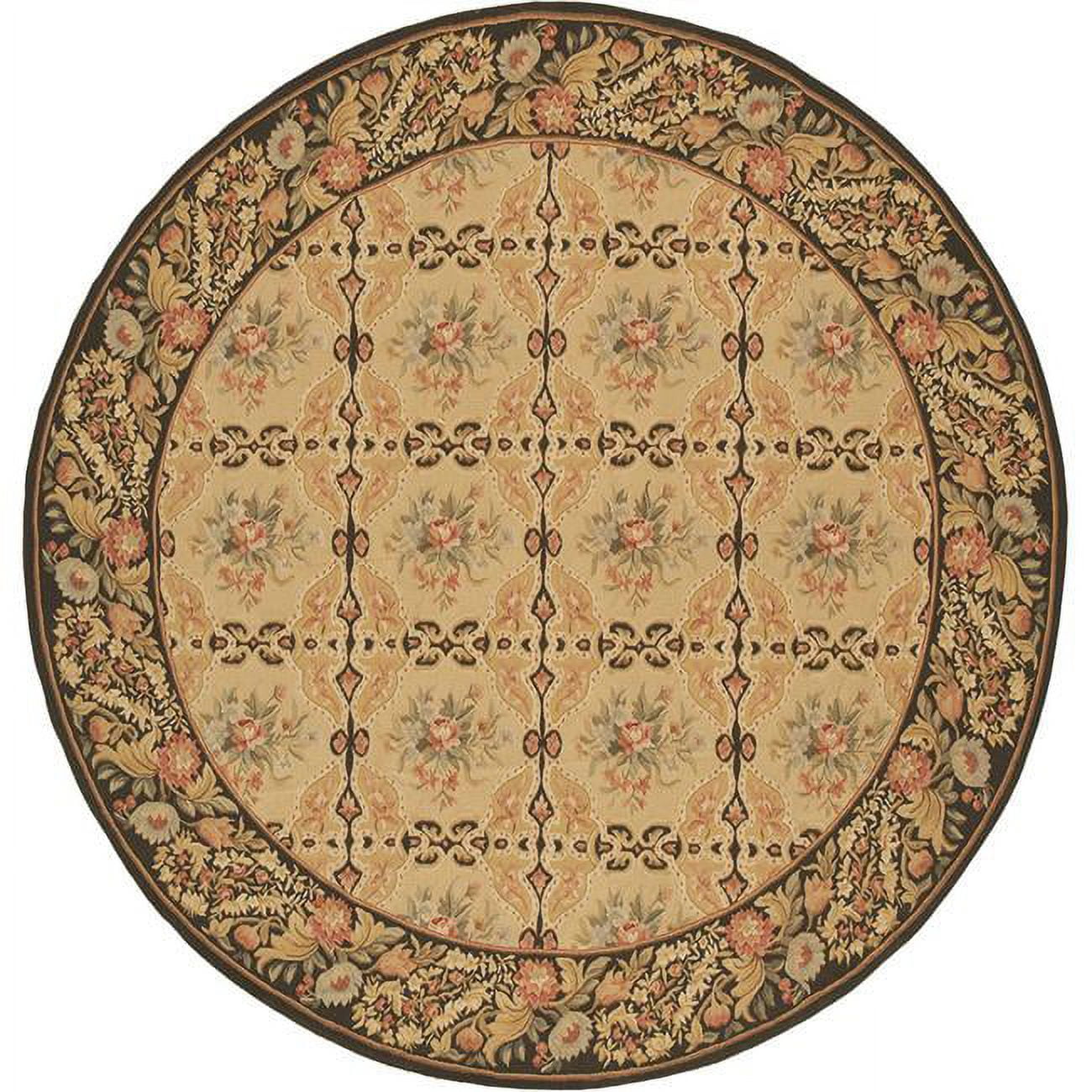 Aubusson Avignon Gold & Dark Brown Round Area Rug - 8 x 8 ft. - Walmart.com