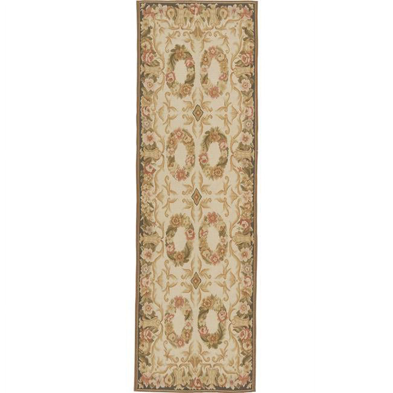 Aubusson Weave 2 ft. 6 in. x 8 ft. Bayonne Flat Woven Area Rug - Cream ...