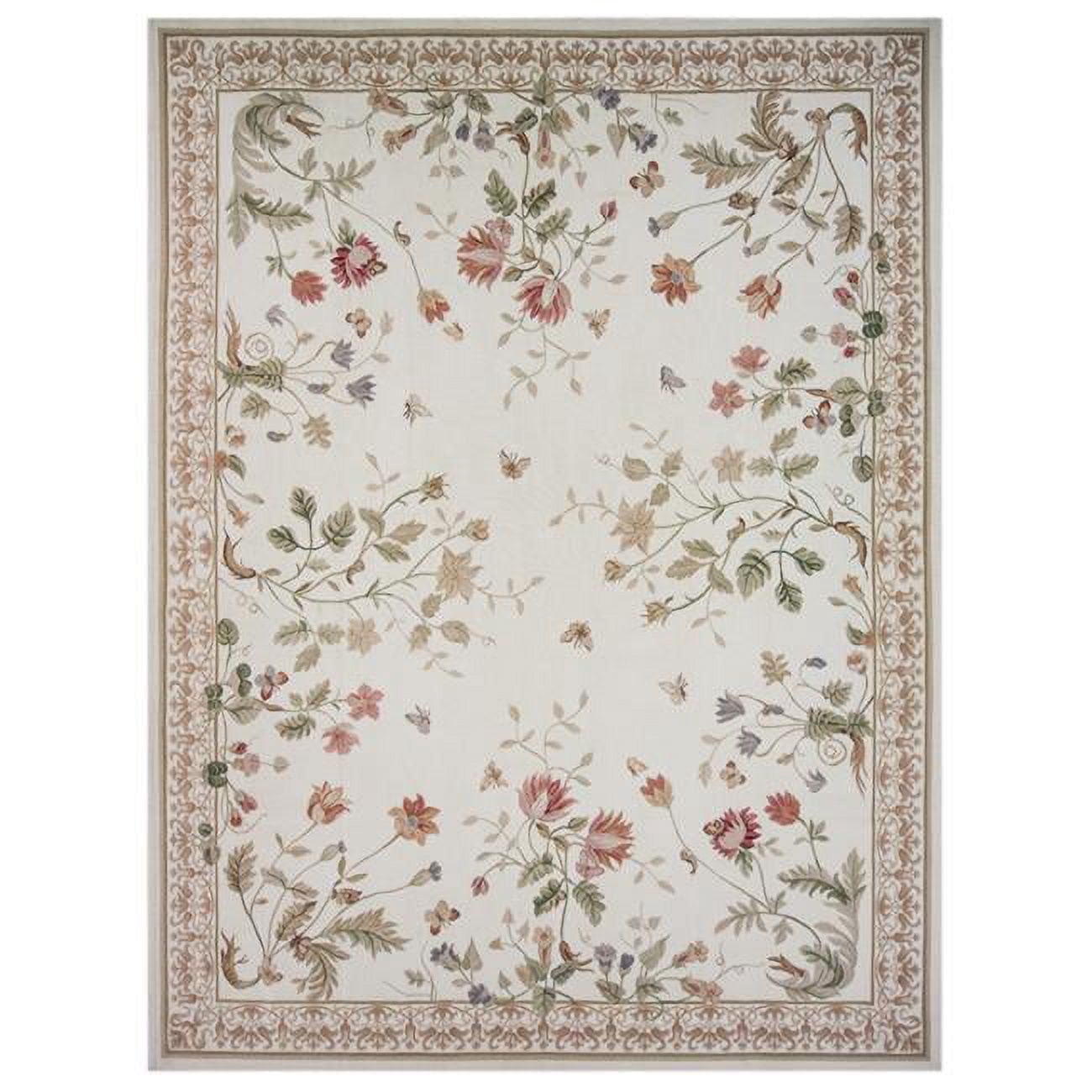Aubusson Weave 973313 4 x 6 ft. Valence Flat Woven Area Rug, Ivory ...