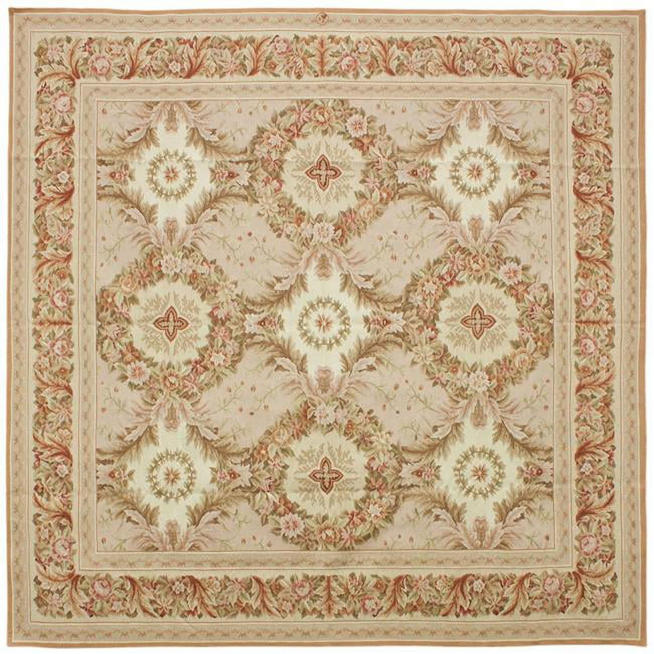 Aubusson Weave 981992 8 x 8 ft. Gueret Flat Woven Square Area Rug, Pink ...
