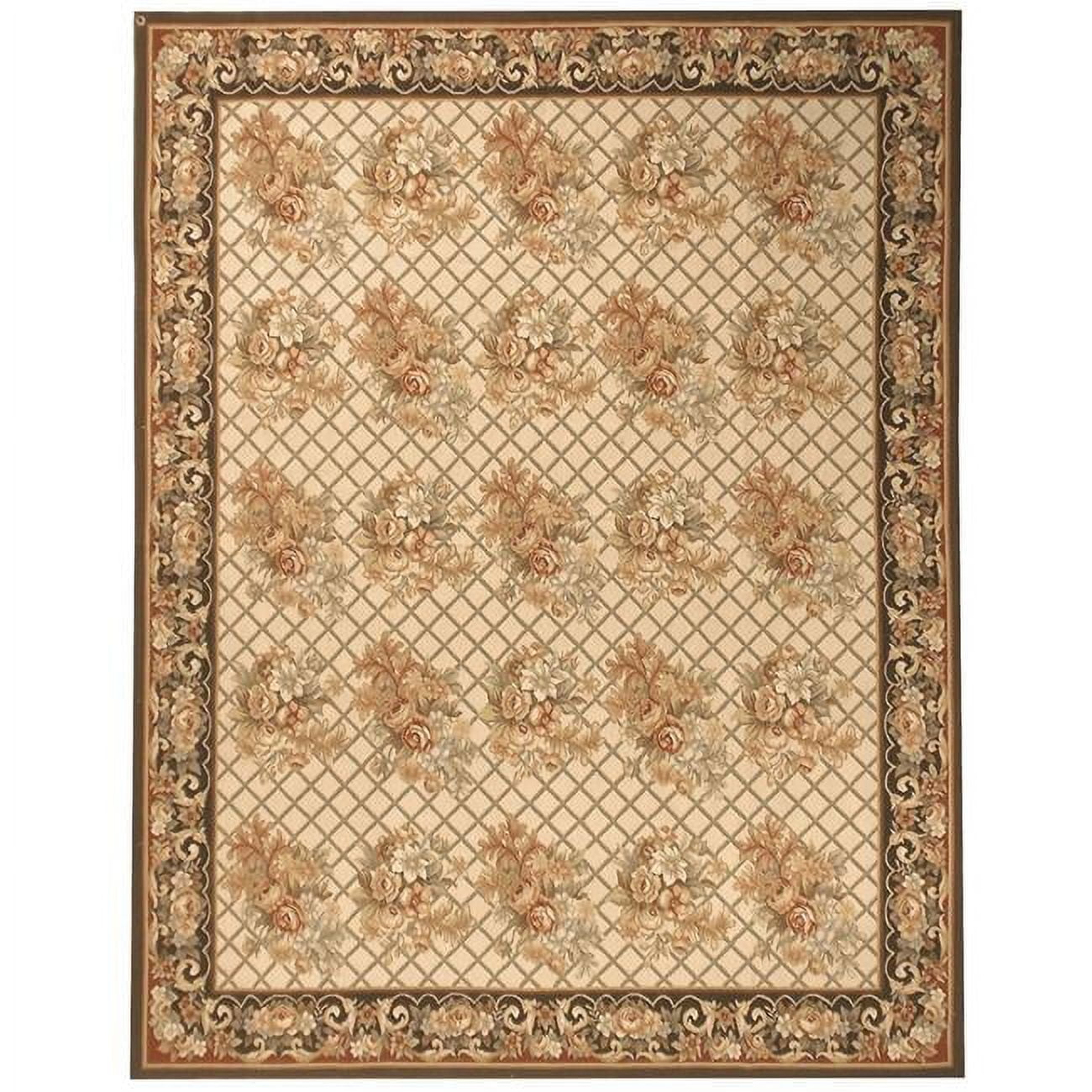 Aubusson Weave 982351 9 x 12 ft. Lyon Flat Woven Area Rug, Ivory ...
