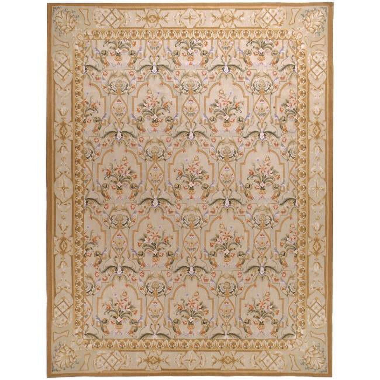 Aubusson Weave 982788 12 x 15 ft. Savoie Flat Woven Area Rug, Cream ...