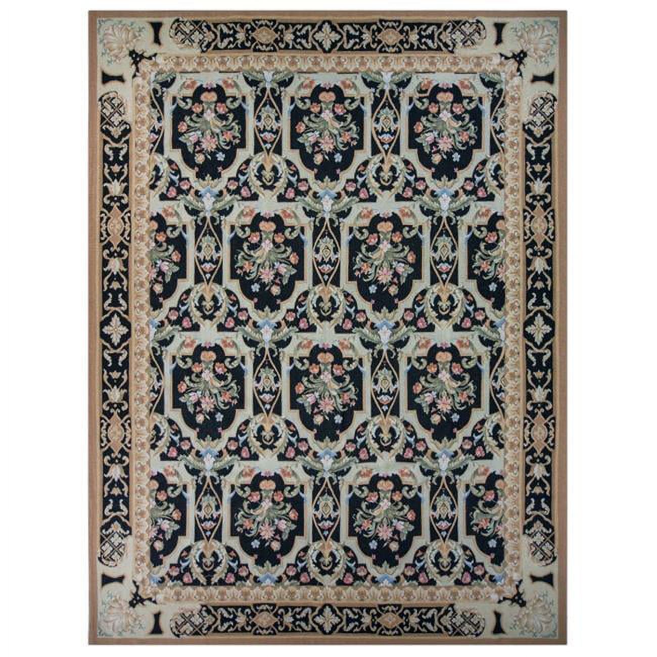 Aubusson Weave Savoie Flat Woven Area Rug - Black - 8 x 10 ft ...