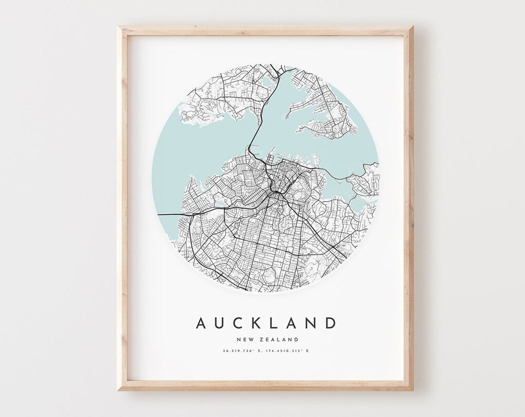 Auckland Map Print, Auckland Map Poster City Wall Art, Auckland Road ...