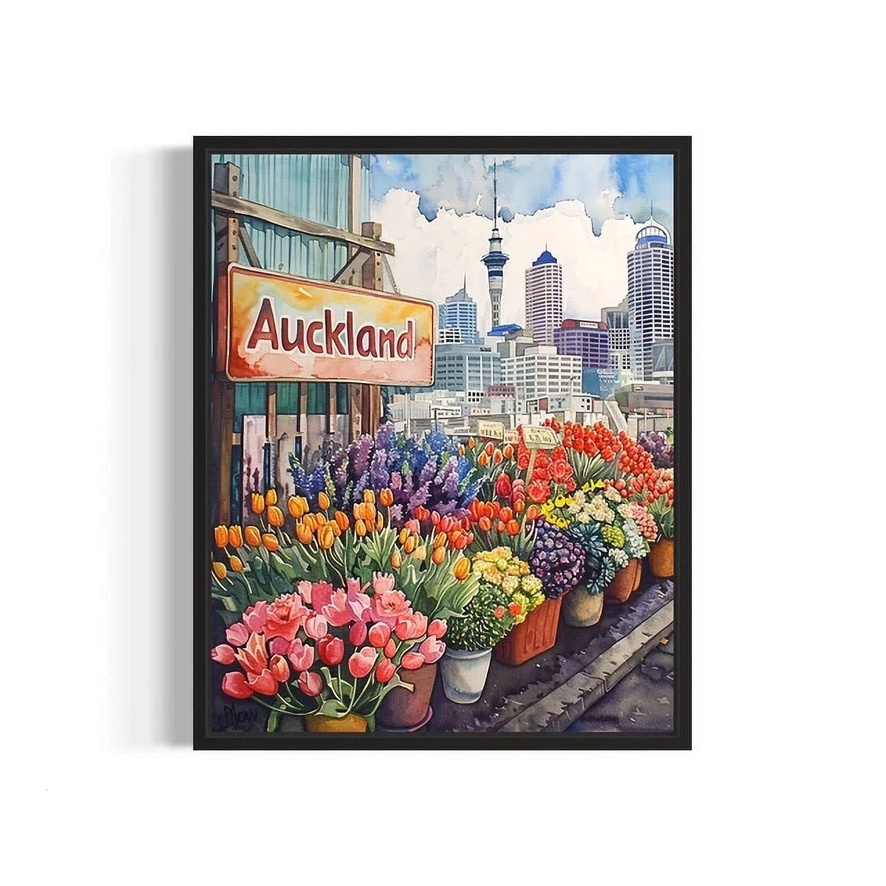 Auckland New Zealand Flower Market Art Print Poster City Wall Art ...