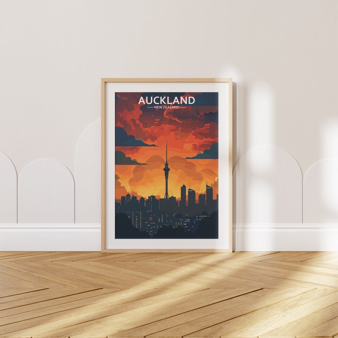Auckland New Zealand Poster Scenic Skyline Art Print, Unframed Poster ...