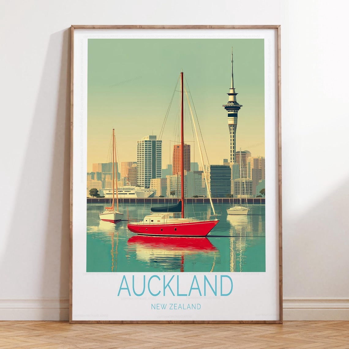 Auckland New Zealand Scenic Harbor Wall Art, Stretched Canvas Size ...