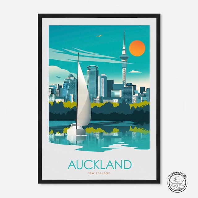 Auckland Print | New Zealand Travel Poster | Wall Art | Gift - Walmart.com