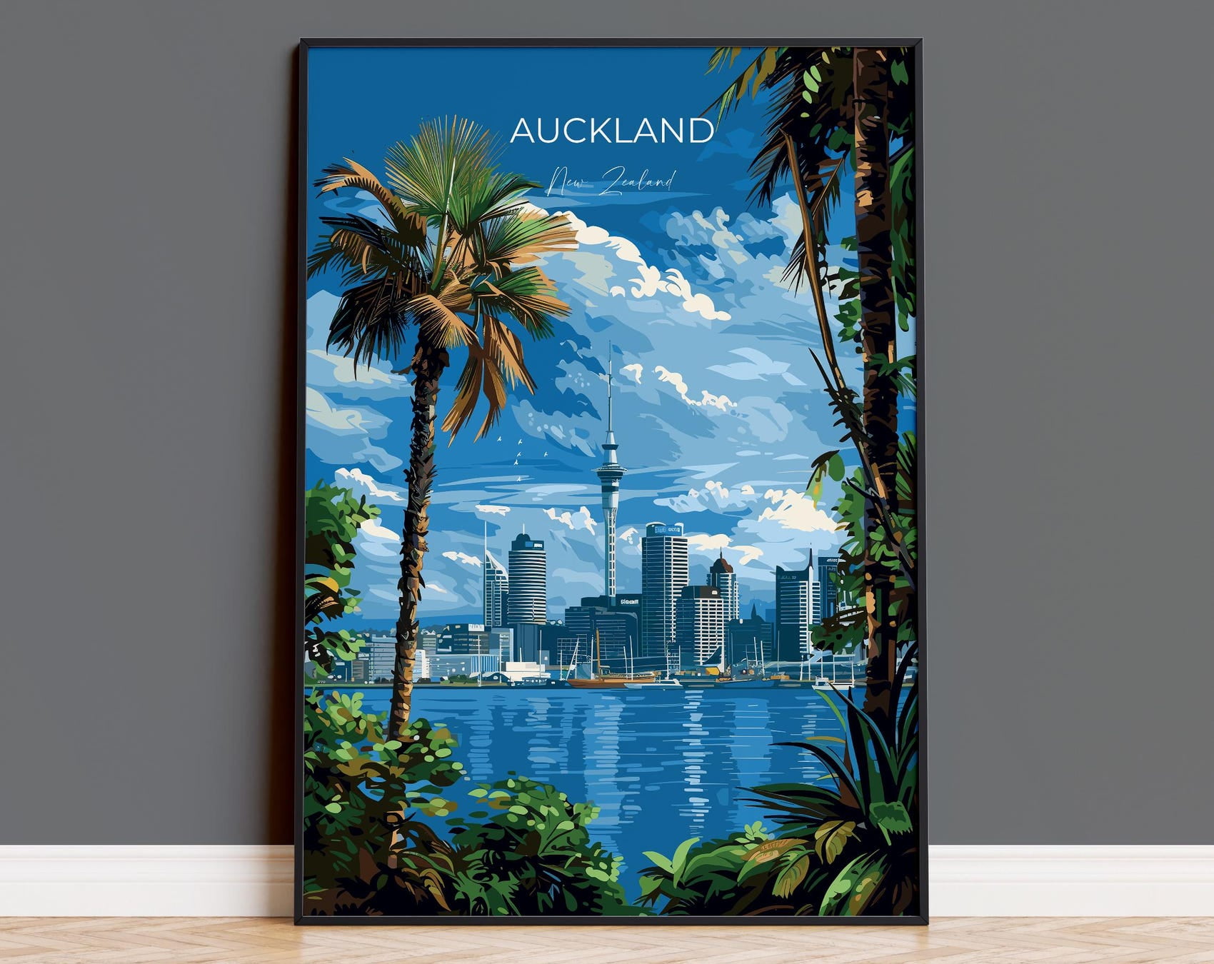 Auckland Travel Poster, Travel Print of Auckland, New Zealand Art ...