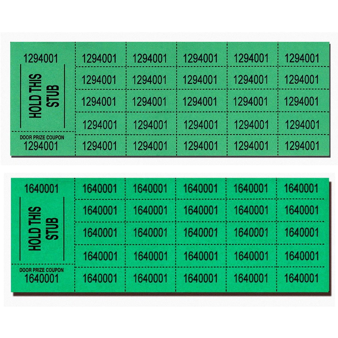 Auction Tickets - 1000 Sheets - Assorted Colors (Forest Green ...