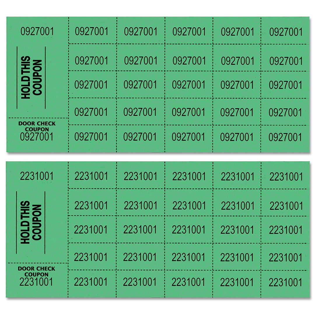 Auction Tickets - 1000 Sheets - Assorted Colors (Green) - Walmart.com