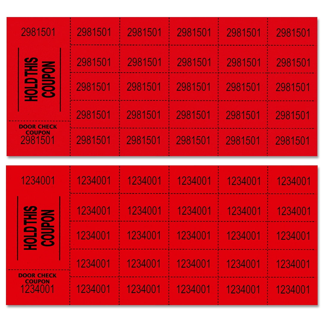Auction Tickets - 1000 Sheets - Assorted Colors (Red) - Walmart.com