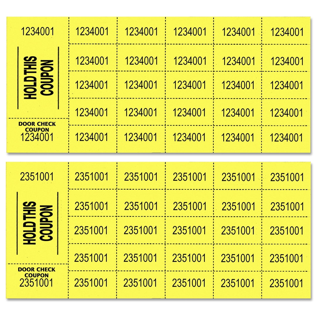 Auction Tickets - 1000 Sheets - Assorted Colors (Yellow) - Walmart.com