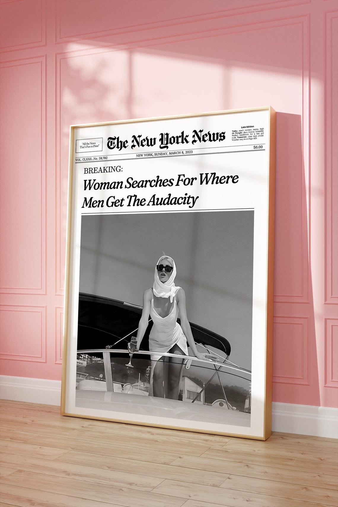 Audacity Newspaper Print, Woman Searches For Where Magazine Headline ...