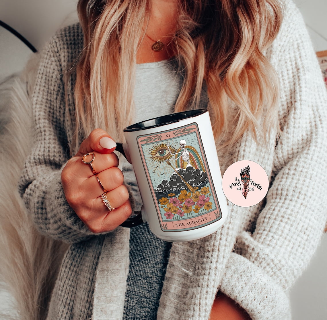 Audacity Tarot Card Mug, Occult Skeleton Tarot Card Coffee Mug, The ...