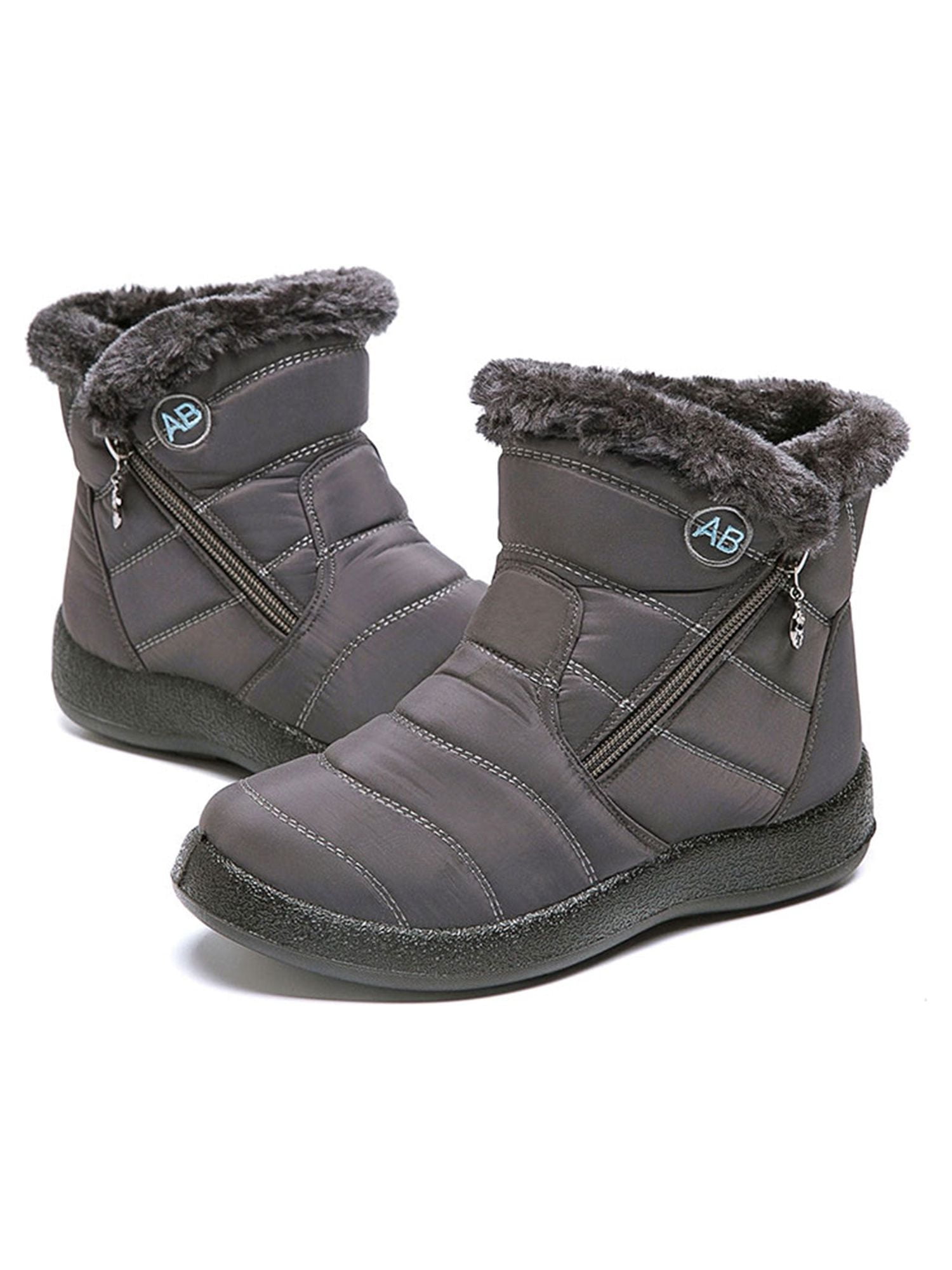 Audeban Womens Snow Ankle Boots Ladies Side Zipper Winter Boots Slip On ...