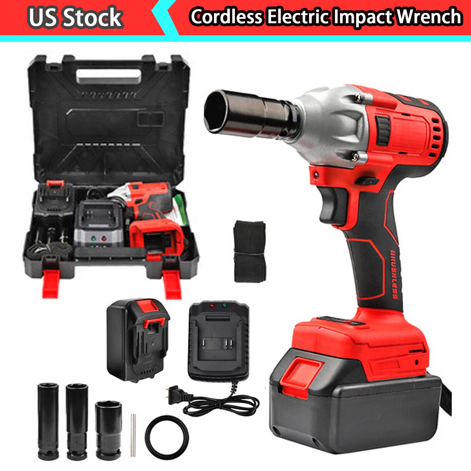 Audessy 20V Cordless Electric Impact Wrench Gun 1/2'' High Power Driver ...