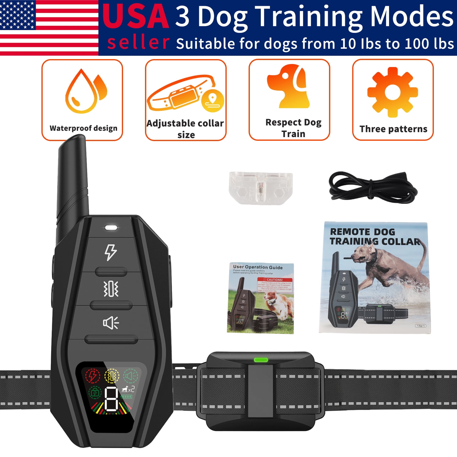 Audessy 3300Ft Dog Training Collar with Remote for 10-100lbs Small ...