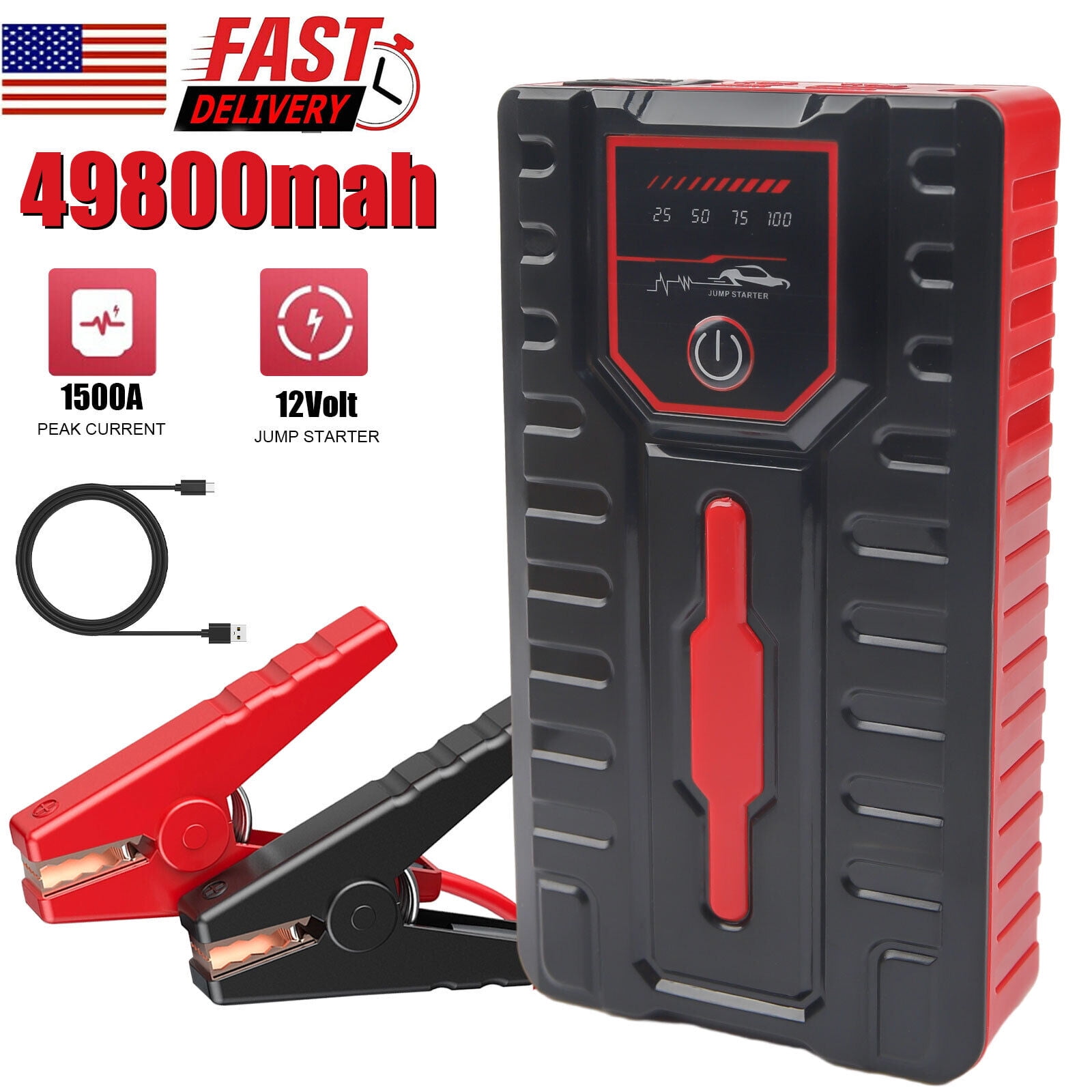 Audessy 49800mAh Car Jump Starter Booster Jumper Box Power Bank Battery ...