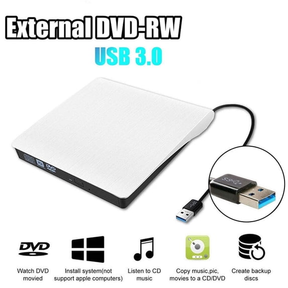 Audessy External CD DVD Drive, USB 3.0 Portable CD DVD Reader Writer ...