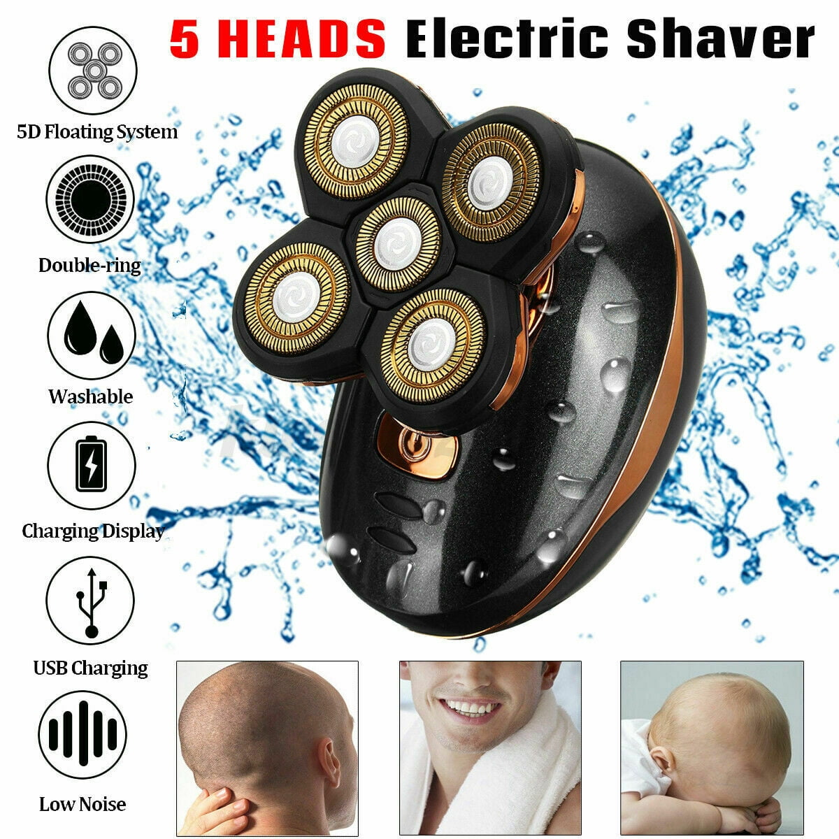 Audessy Father's Day Bald Head Shaver Electric Beard Razor, Waterproof ...