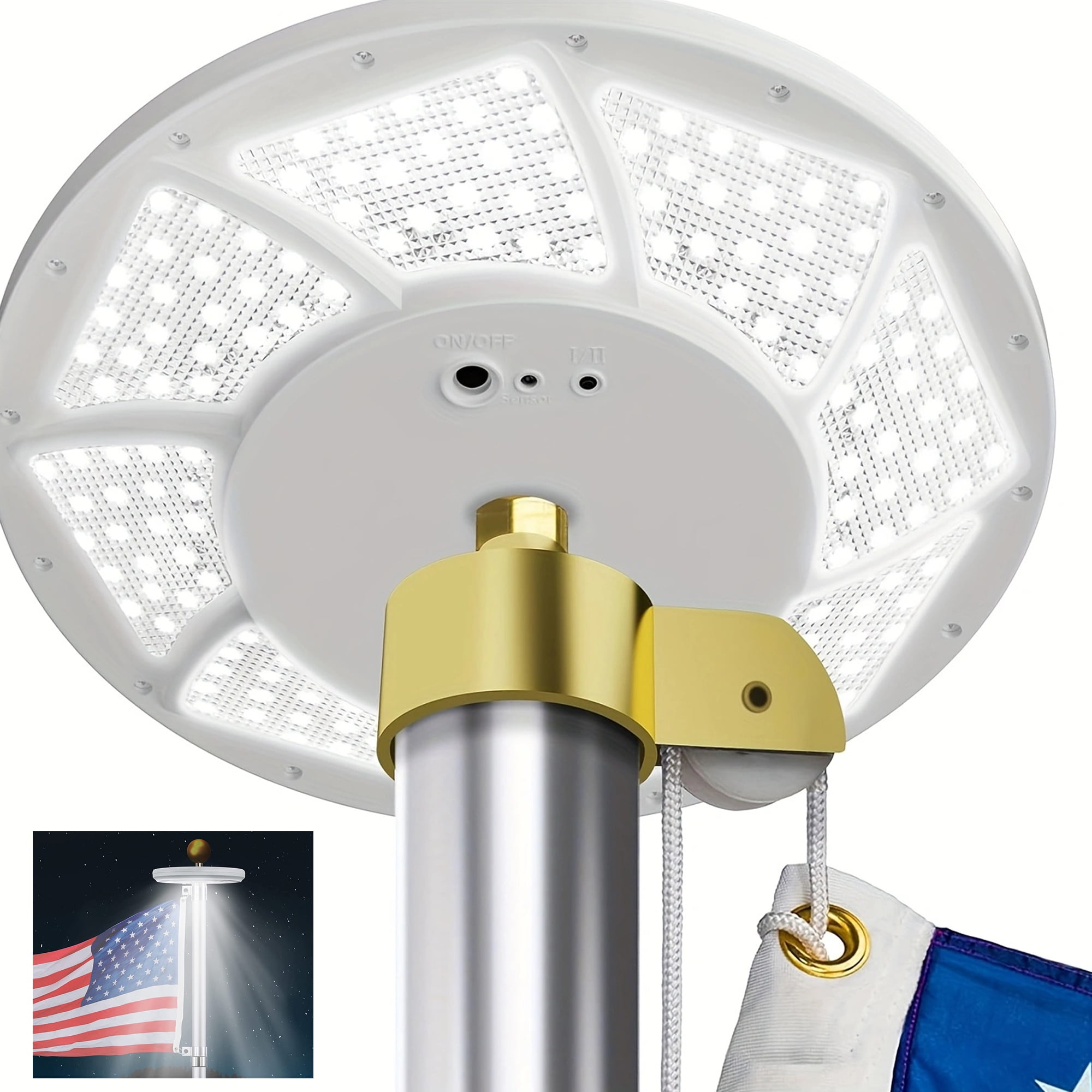 Audessy Solar Powered Flagpole Light, 26 LED Long Lifespan Flag Pole ...