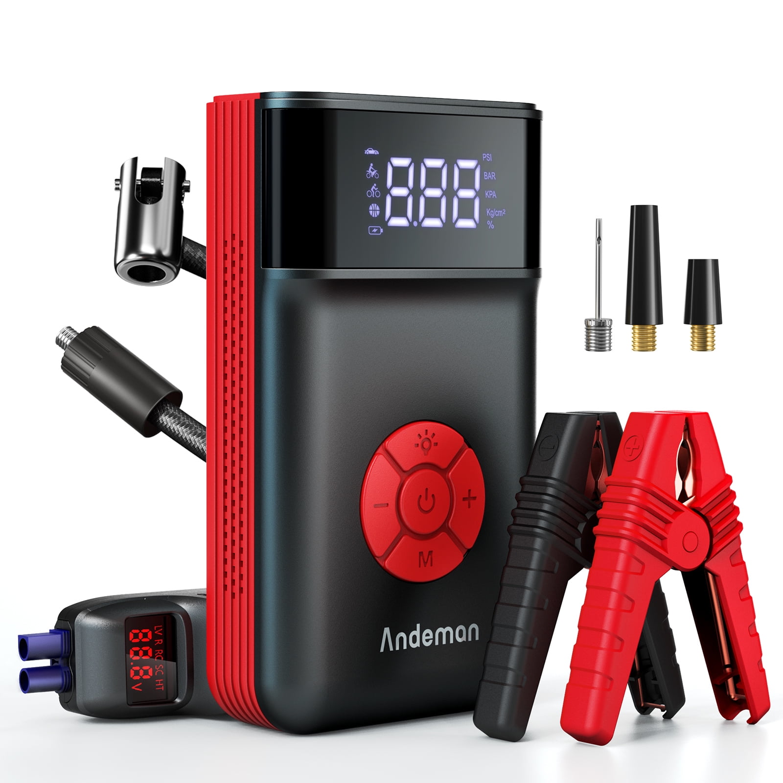 Audew Andeman 4000A Jump Starter 24000mAh Car Battery Charger Dual USB Fast Charge LED Lights Walmart