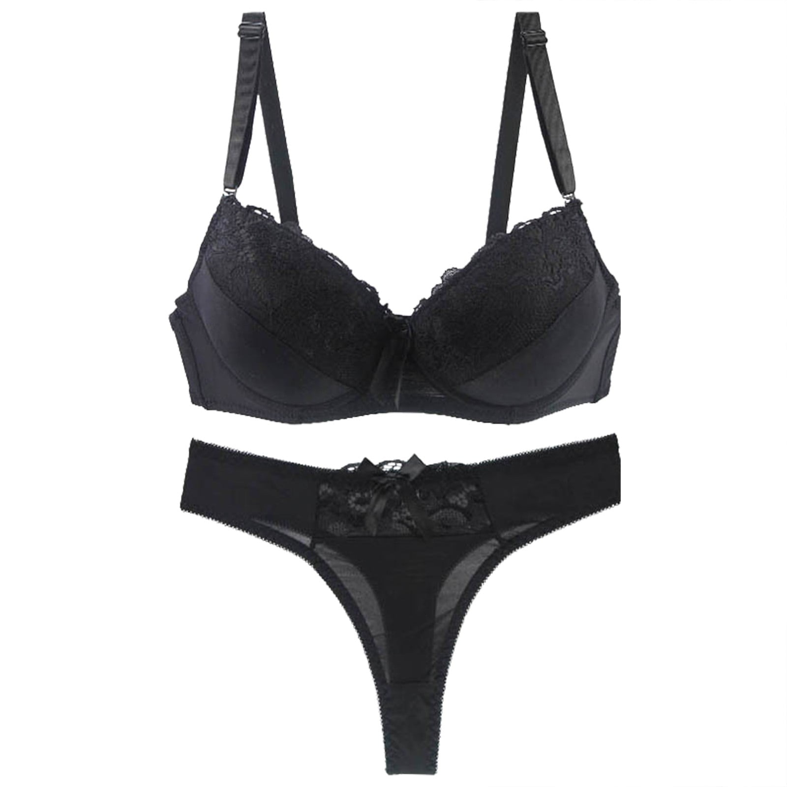 Audhol Bra and Panty Sets for Women Lace Bra and Panty Set Black 90D ...