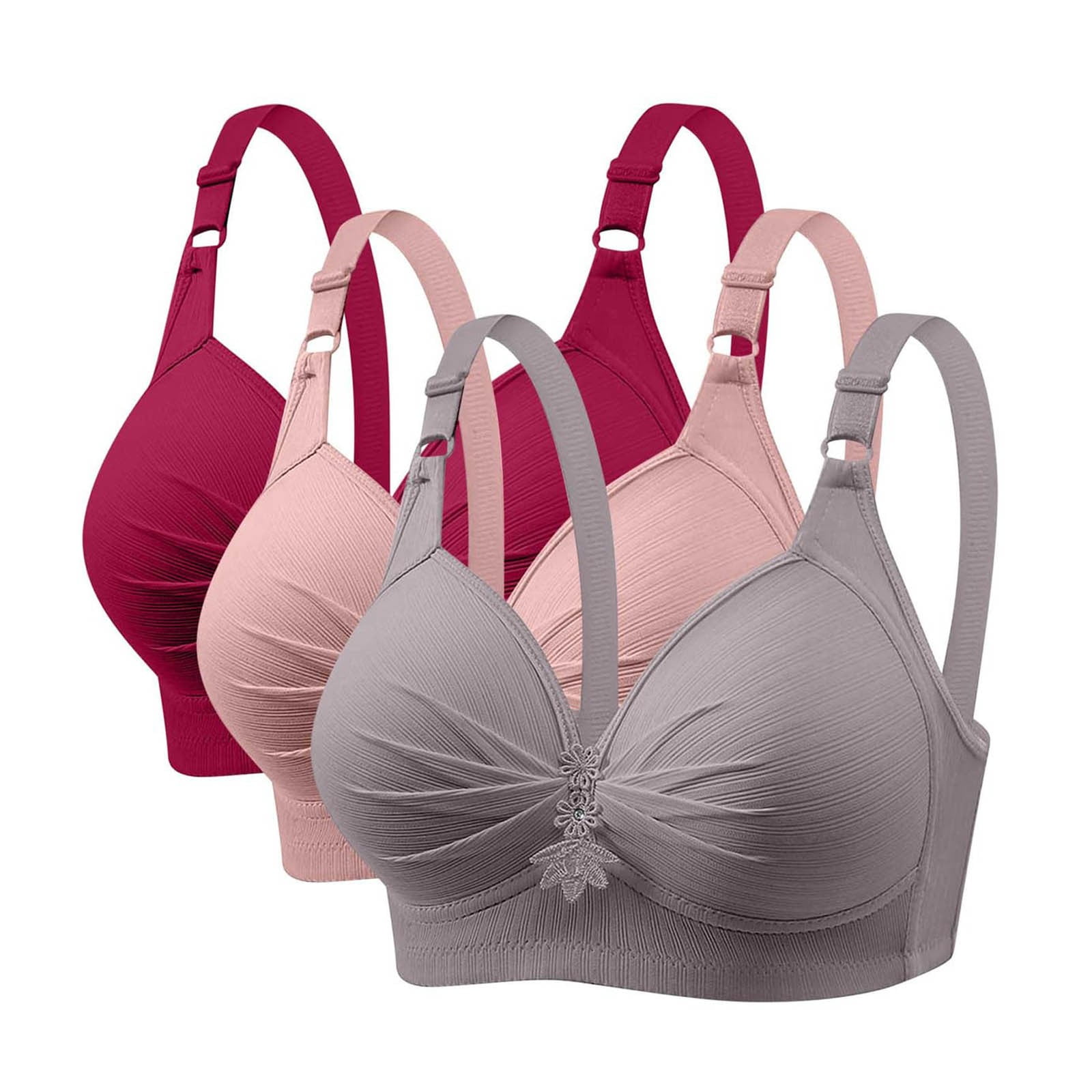 Audhol Bras for Women Pack! Thin Laceless Steel Ring Comfortable ...