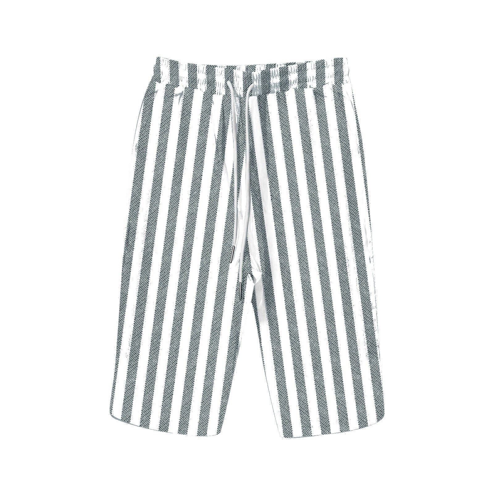 Audhol Casual Shorts for Women, 2025 Women's Striped Print Elastic High ...